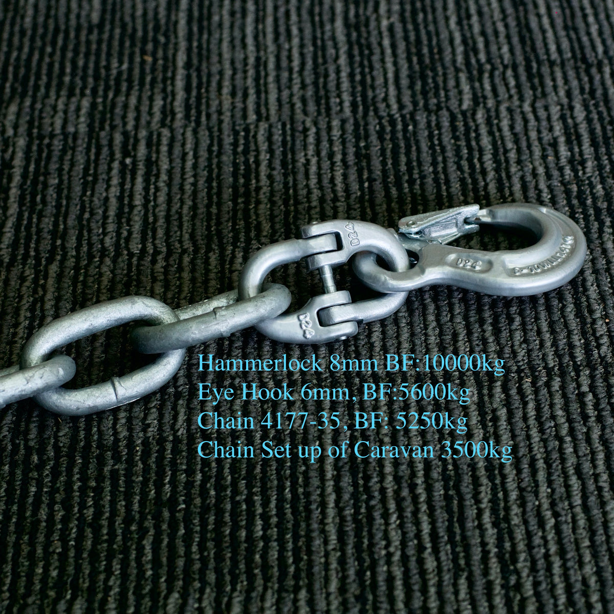 868HEH30 8mm Hammerlock + 6mm Hook + 8mm Hammerlock for Trailer Safety ...