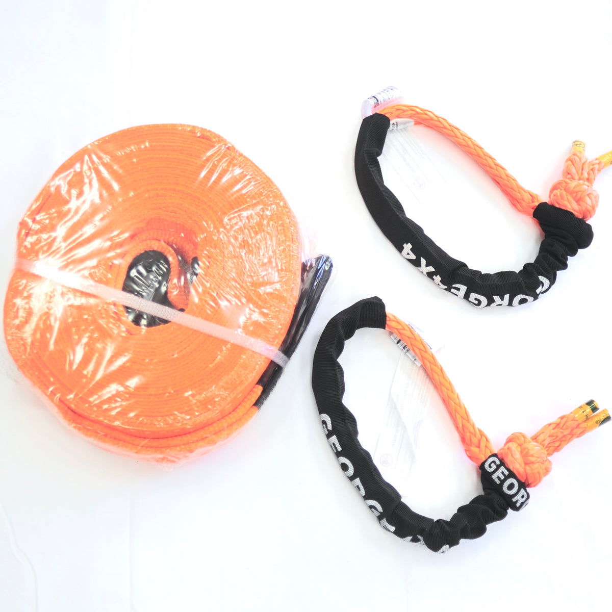 4WD Recovery Combo: 14000kg*9m Tow Strap + 2pcs*15000kg Soft shackles ...