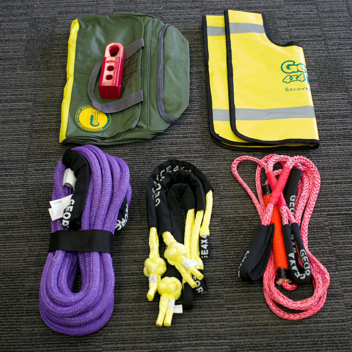 George4x4 Luxury Recovery Kit (8pcs) 7000kg Kinetic and Soft Shackle a ...