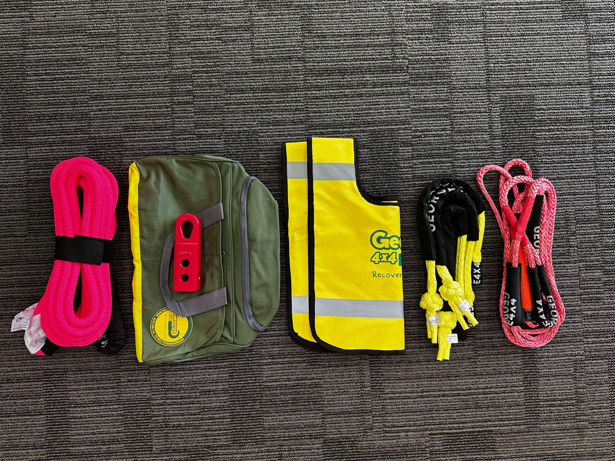 George4x4 Luxury Recovery Kit (8pcs) 6000kg Kinetic and Soft Shackle a ...