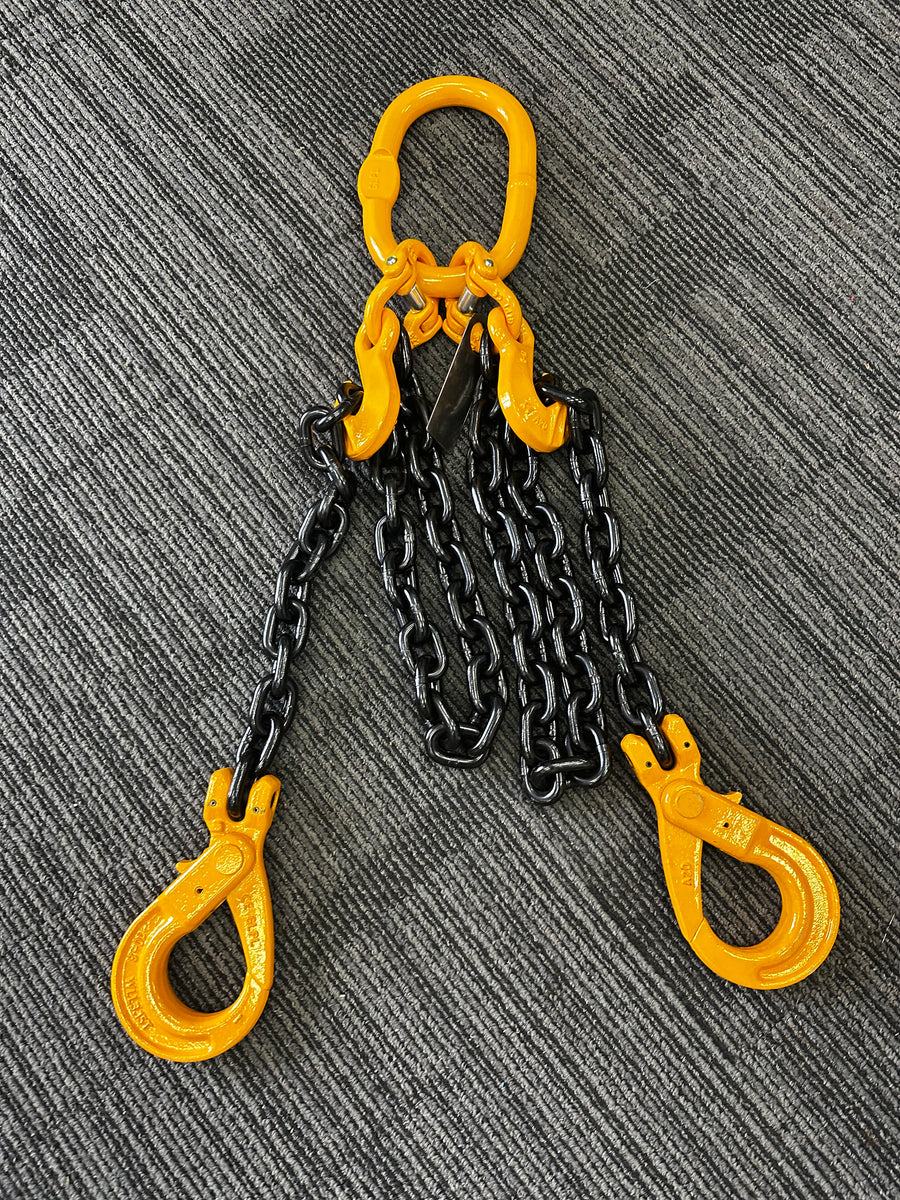 Grade 80 Chain Sling WLL 3.5Ton 8mm 2 Legs Clevis SelfLocking Hook Cus ...