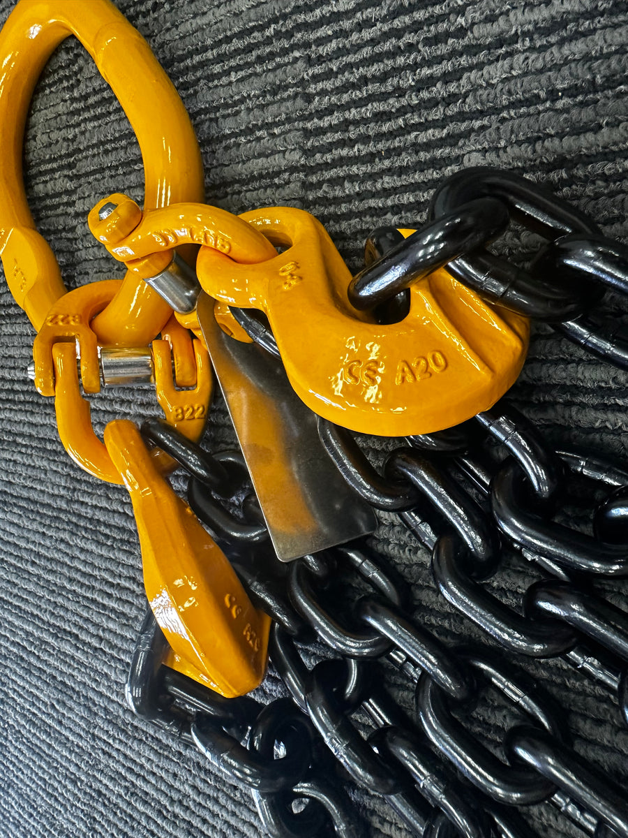 Grade 80 Chain Sling WLL 5.5Ton 10mm 2 Legs Clevis SelfLocking Hook Cu ...