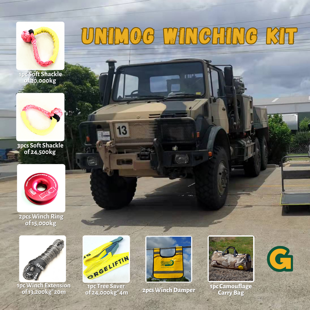 George4x4 Heavy Duty Unimog Winching Spanish Burton 4:1 Setup Recovery ...