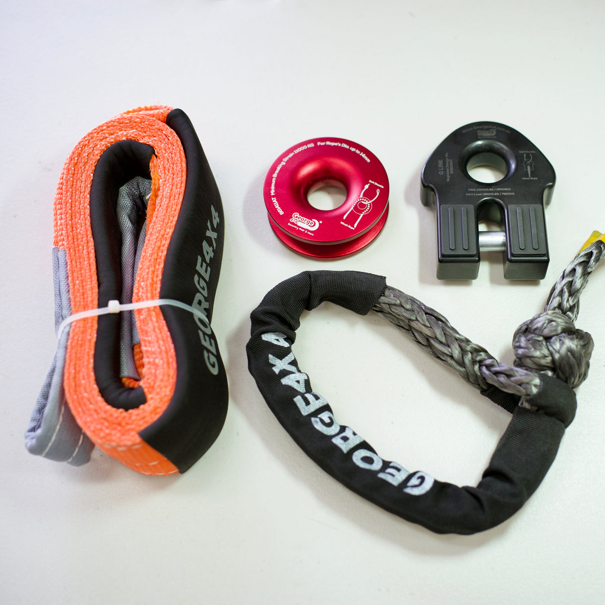 4WD Recovery kit: 19800kg Soft Shackle + G link/Flat Winch link + 1100 ...