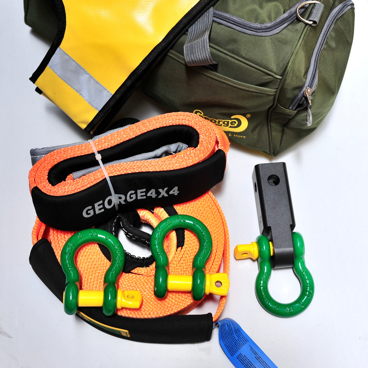 4WD Recovery kit BASIC: 8000kg Snatch Strap + 3*Rated Shackles + Tow B ...