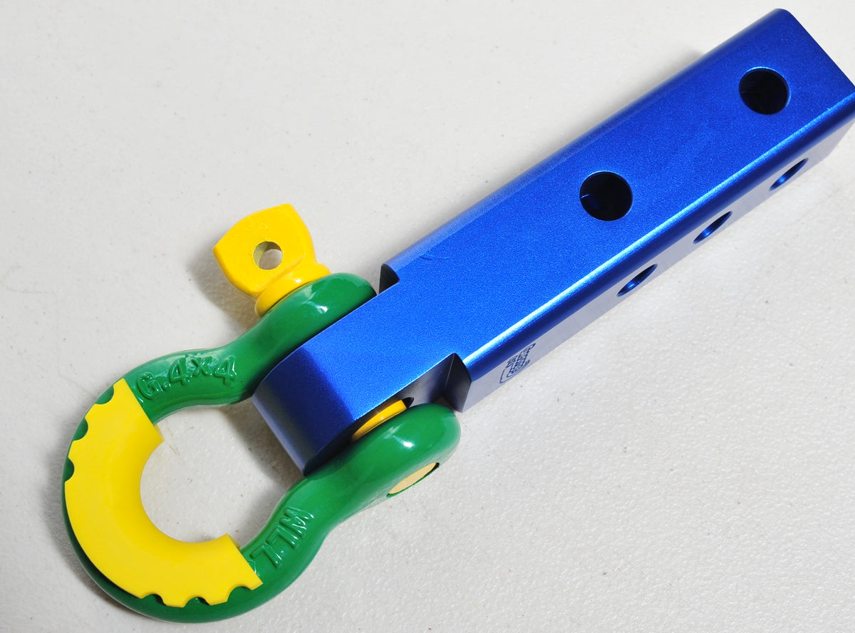 4WD Recovery kit: BLUE Extended Hitch Receiver 230mm*5000kg + Rated Sh ...