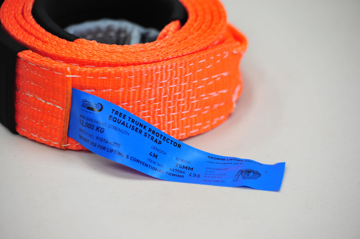 4WD Recovery kit: Tree Trunk Protector + Rated Shackle + 10T Snatch Bl ...