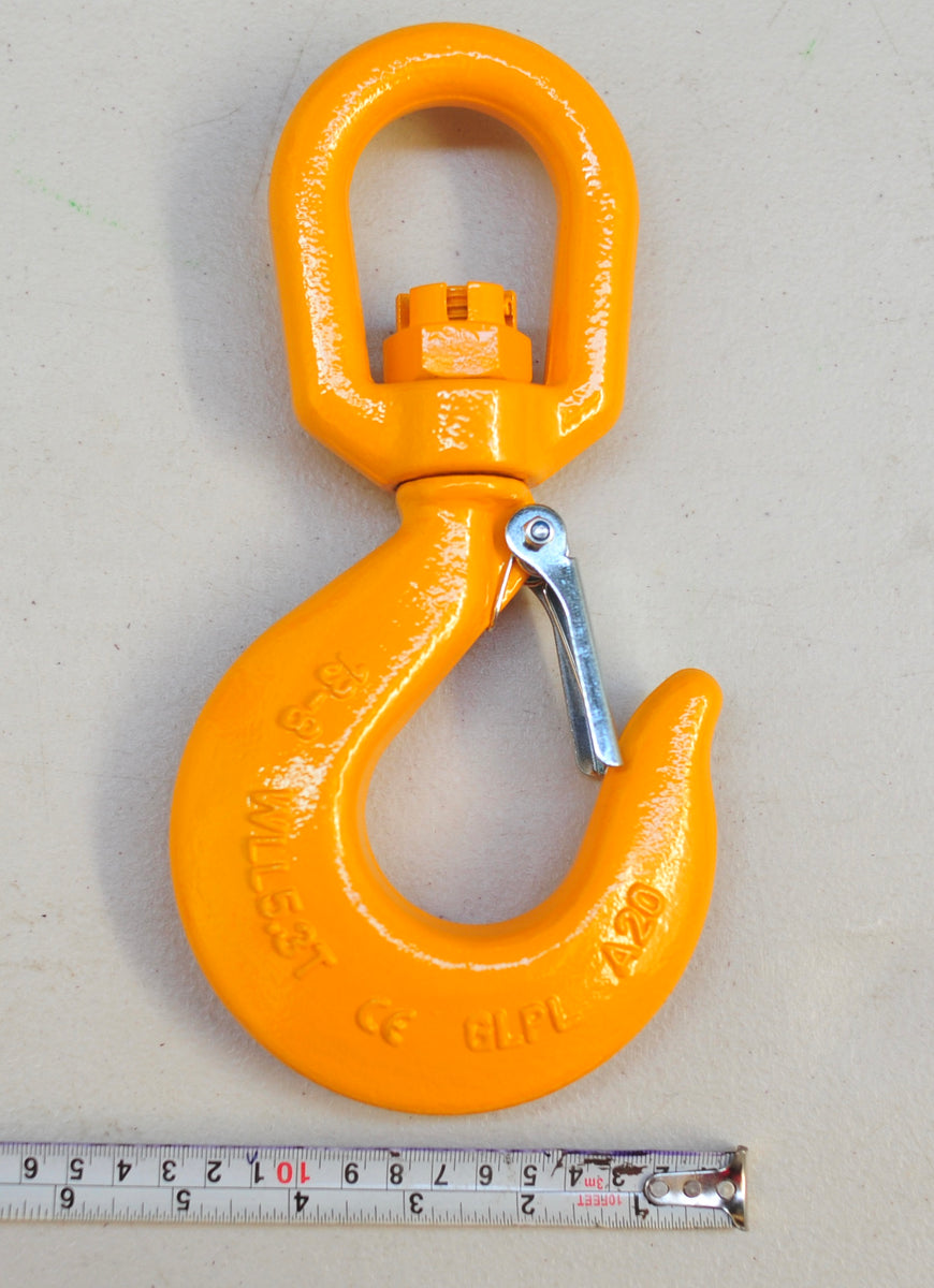 Swivel Hook with Latch 13mm WLL 5.3ton, Grade 80 Chain Lifting Sling C ...